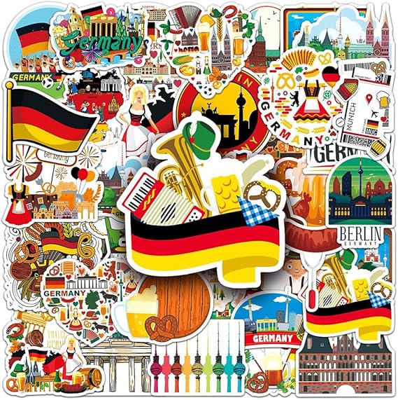 Amazon.com: Germany Stickers |50Pcs German Waterproof Vinyl Decals for ...