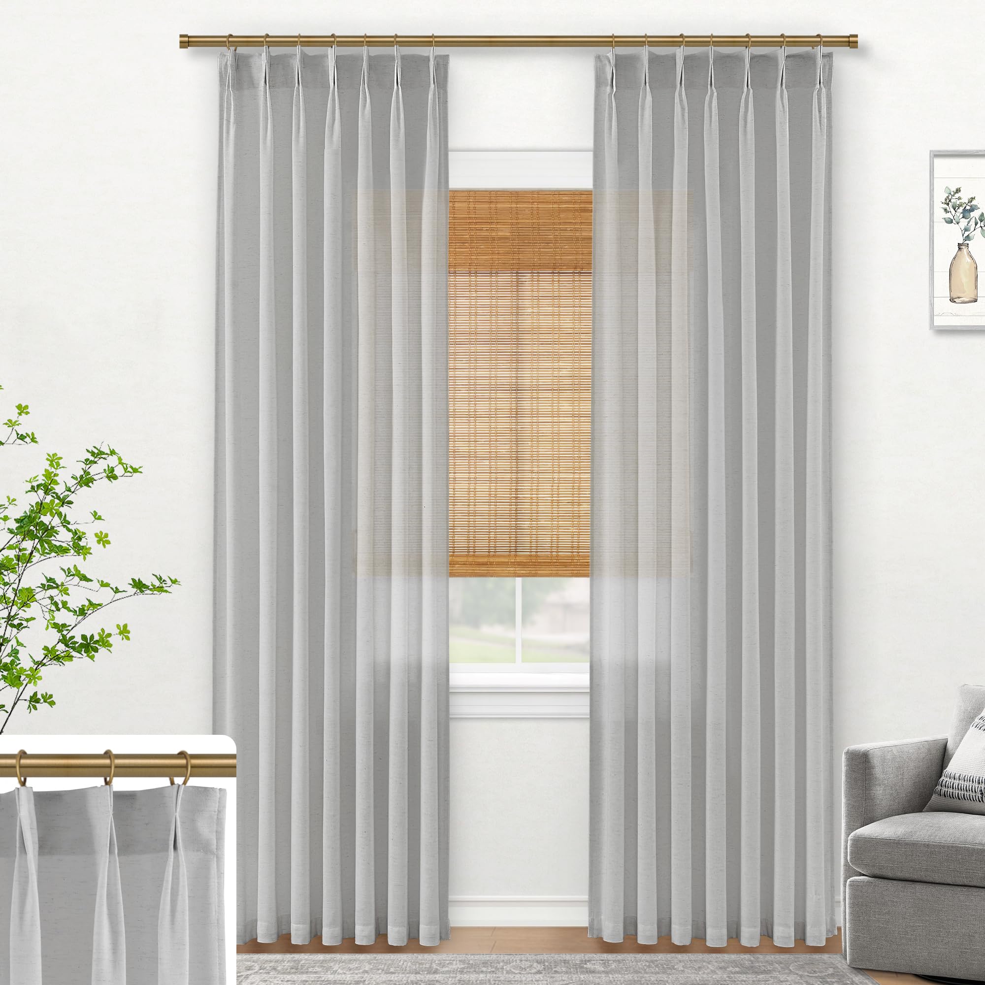 Amazon.com: SHINELAND Light Grey Curtains for Living Room 84 Inches ...