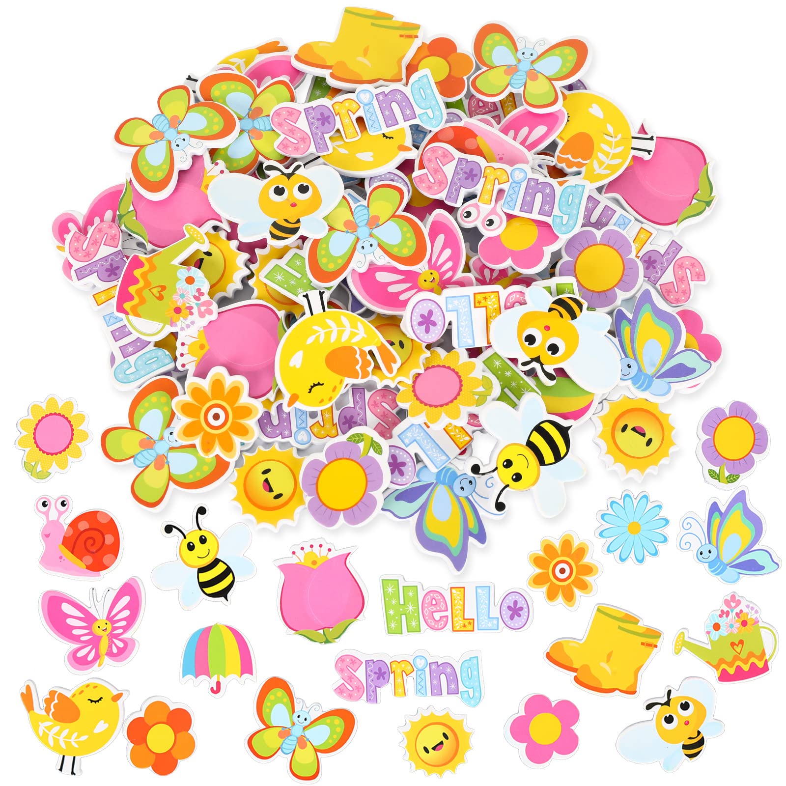 Amazon.com: Whaline 360Pcs Spring Foam Stickers Cartoon Flower ...