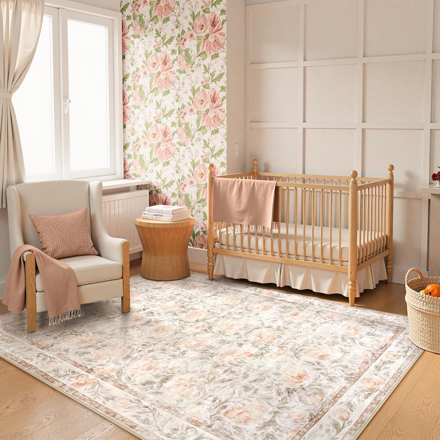 Amazon.com: Collive Floral Area Rug 5x7, Pink Rugs for Bedroom Girls ...