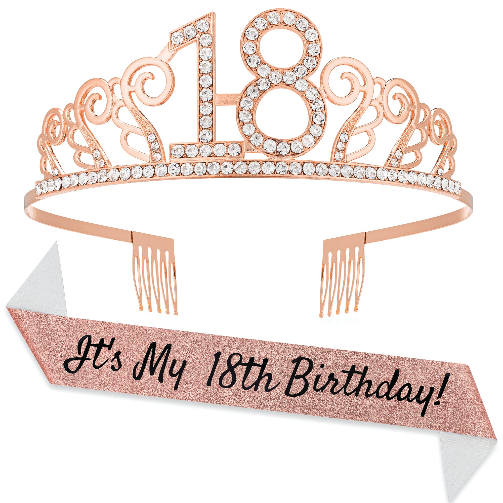 Amazon.com: Zipoka 18th Birthday Sash and Tiara - Pink Premium 18th ...