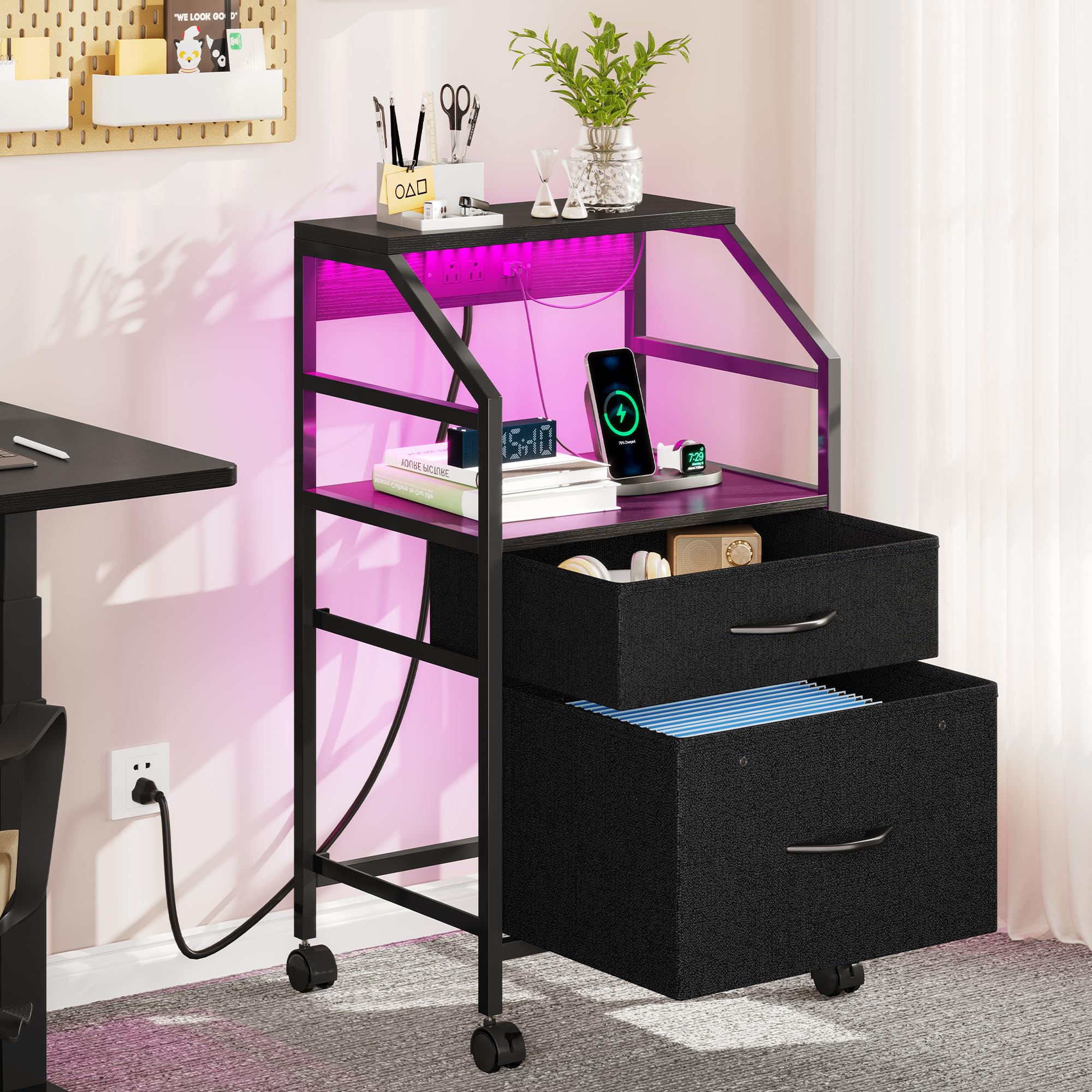 Amazon.com: YITAHOME 2 Drawer File Cabinet with Charging Station ...