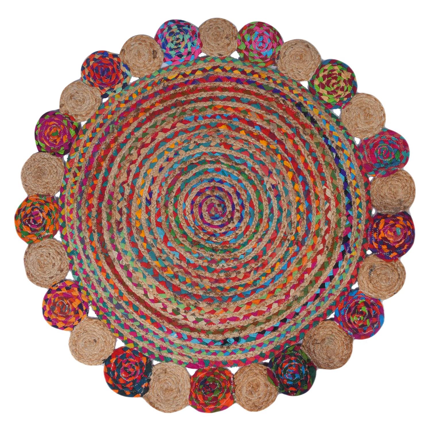 Buy RAJ SAKHI Jute Round Rugs (Multicolour_ 48 X 48 Inch) Online at Low ...