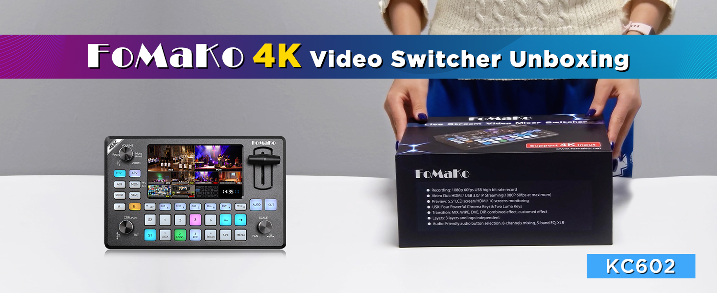 Watch FoMaKo 4K KC602 Video Switcher Unboxing on Amazon Live