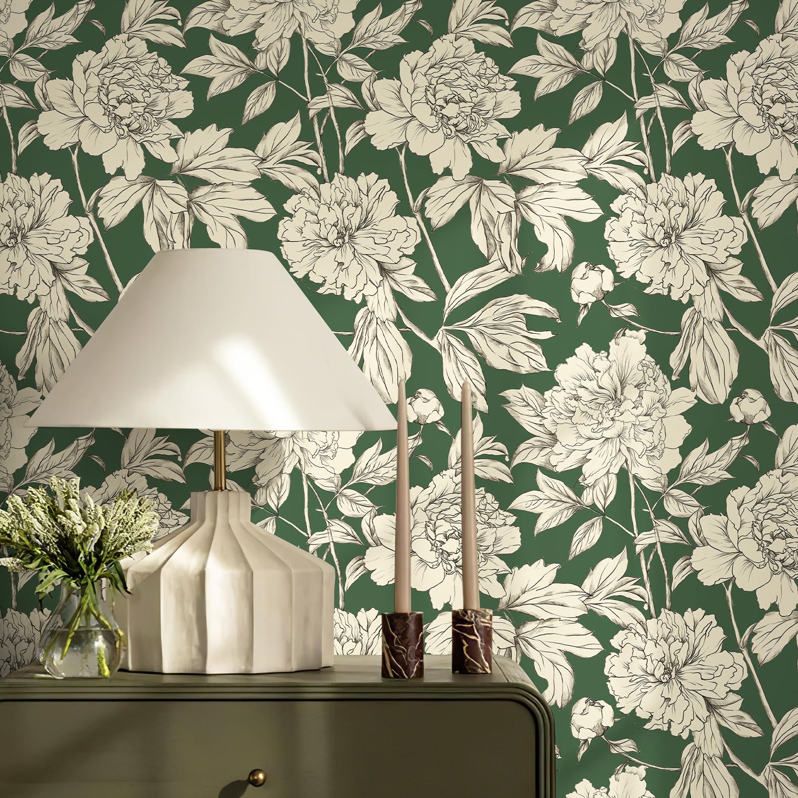 Simon&Siff Floral Linear Wallpaper, Black White Peel and Stick ...