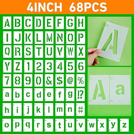 Amazon.com : 4 Inch Letter Stencils Symbol Numbers Craft Stencils, 42 ...