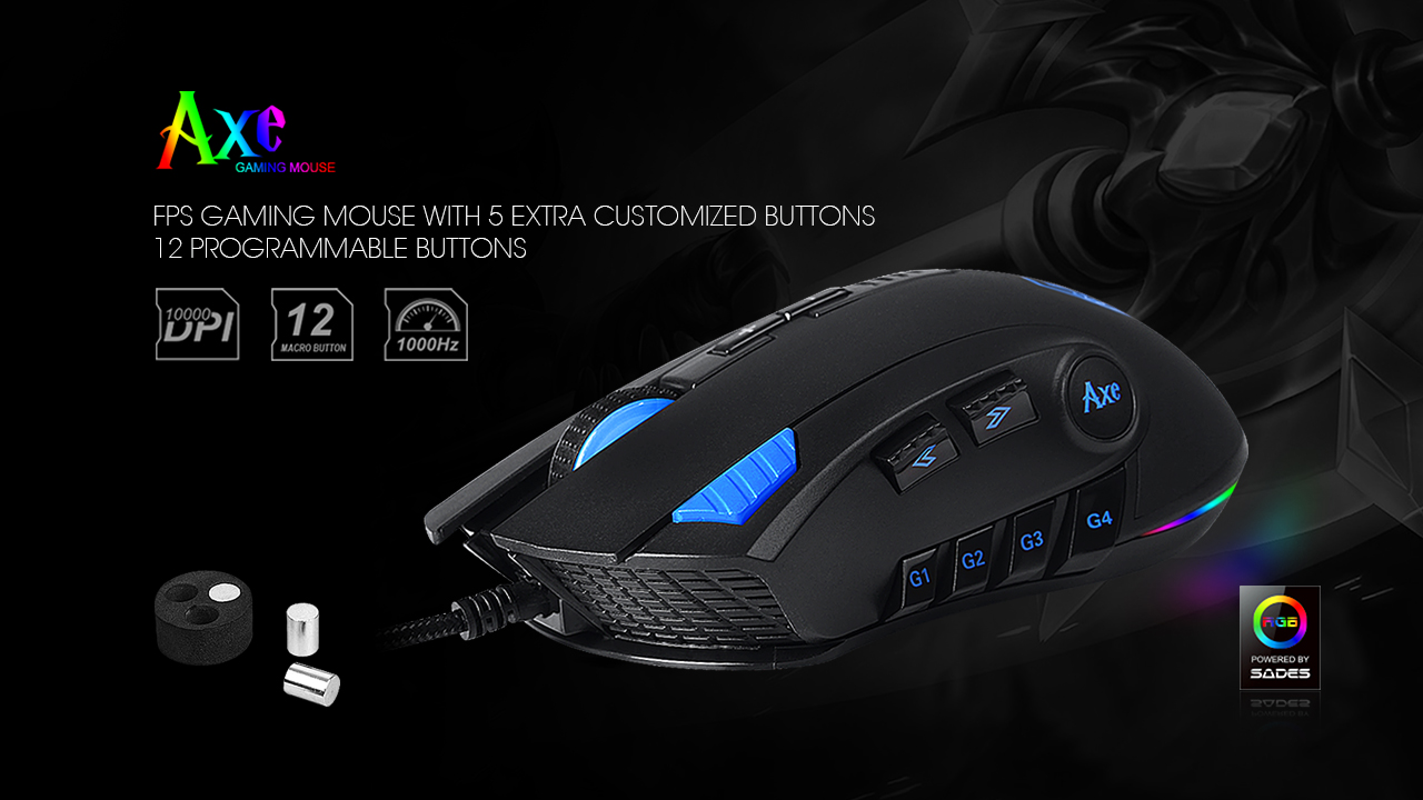 Watch SADES Axe Gaming Mouse with 12 Programmable Buttons, RGB Backlit ...