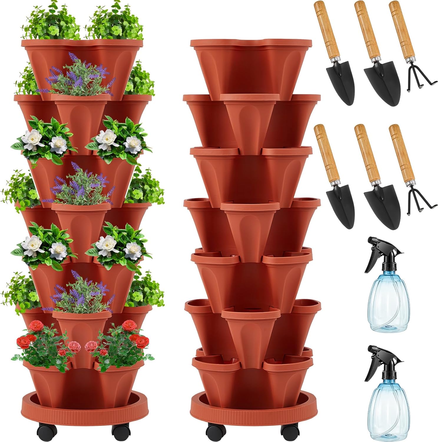 2 Set of 7 Tier Vertical Planter Stackable Planters Tower Planters ...
