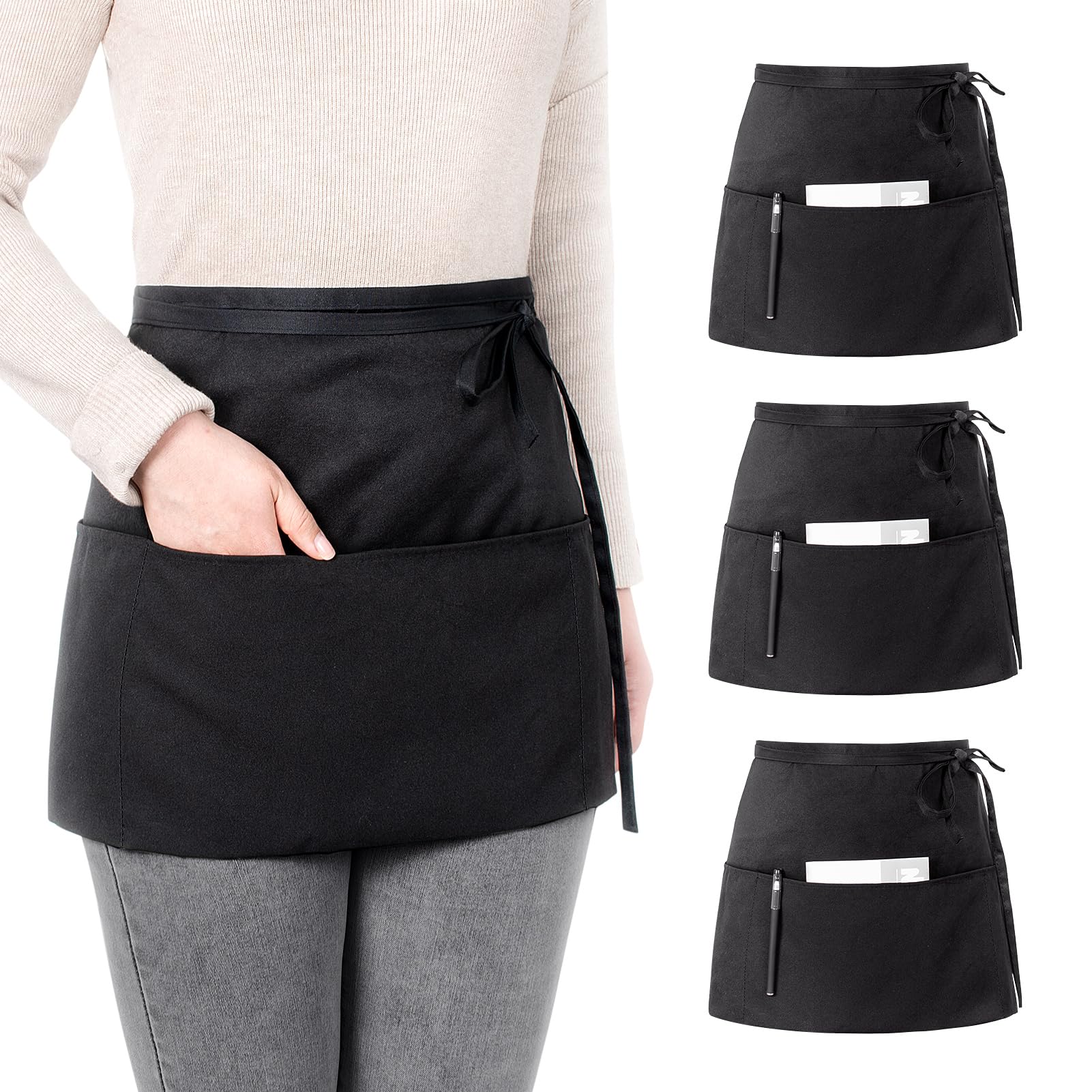 Viedouce Grembiuli 3 Pezzi, Mezzo Grembiuli da Cucina con 3 Tasche per ...