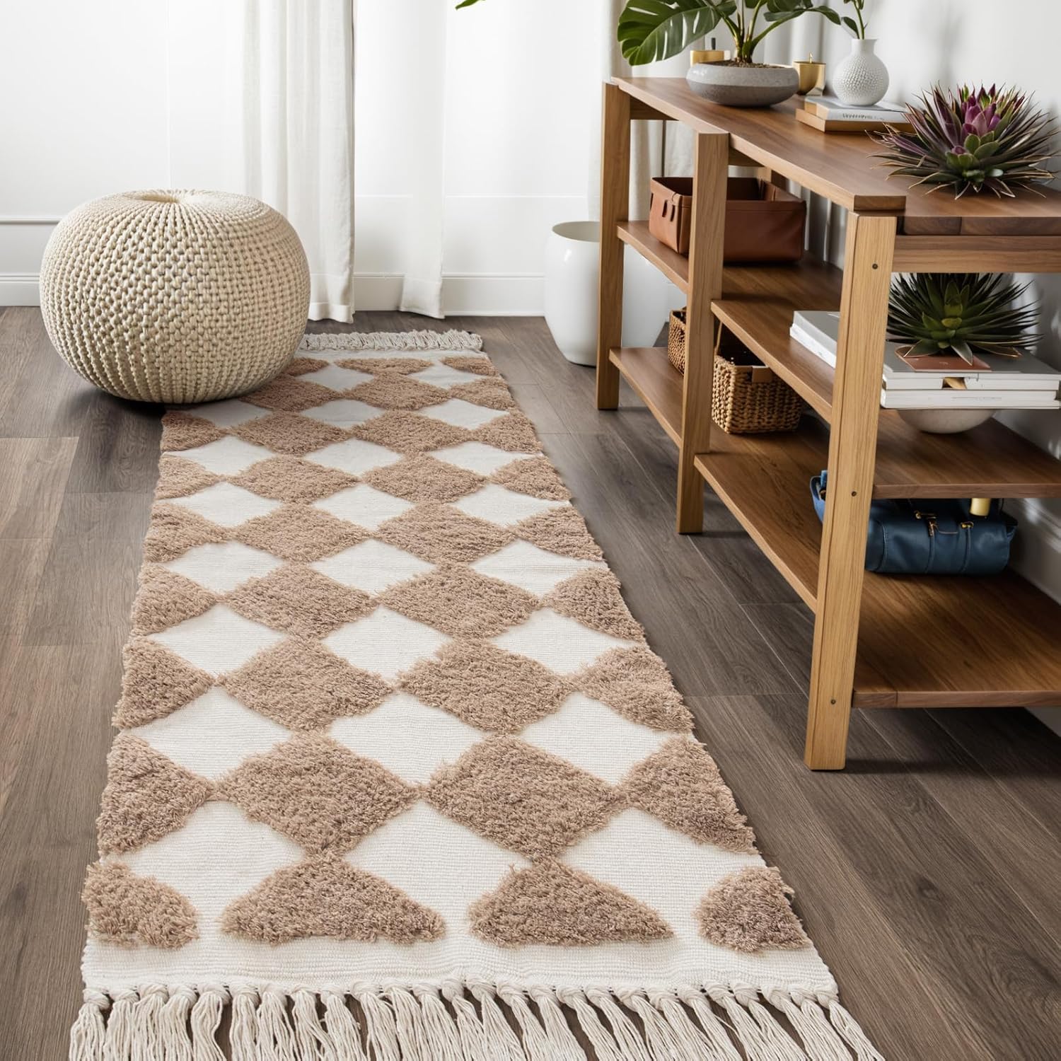 Amazon.com: Lahome 2x6 Boho Runner Rug, Washable Checkered Rug Runner ...