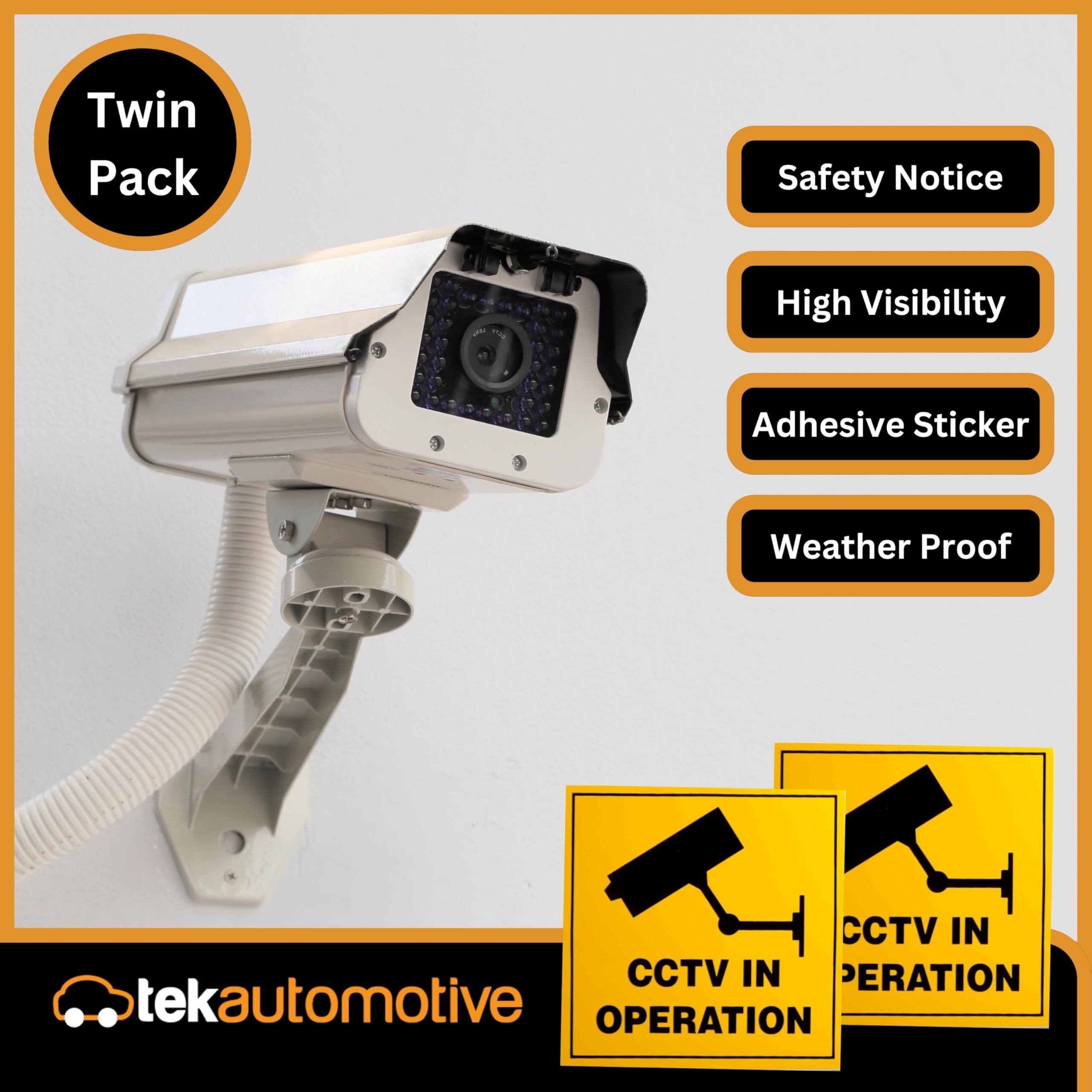 Tek Automotive CCTV in Operation Sign Sticker Twin Pack 10x10cm Small ...
