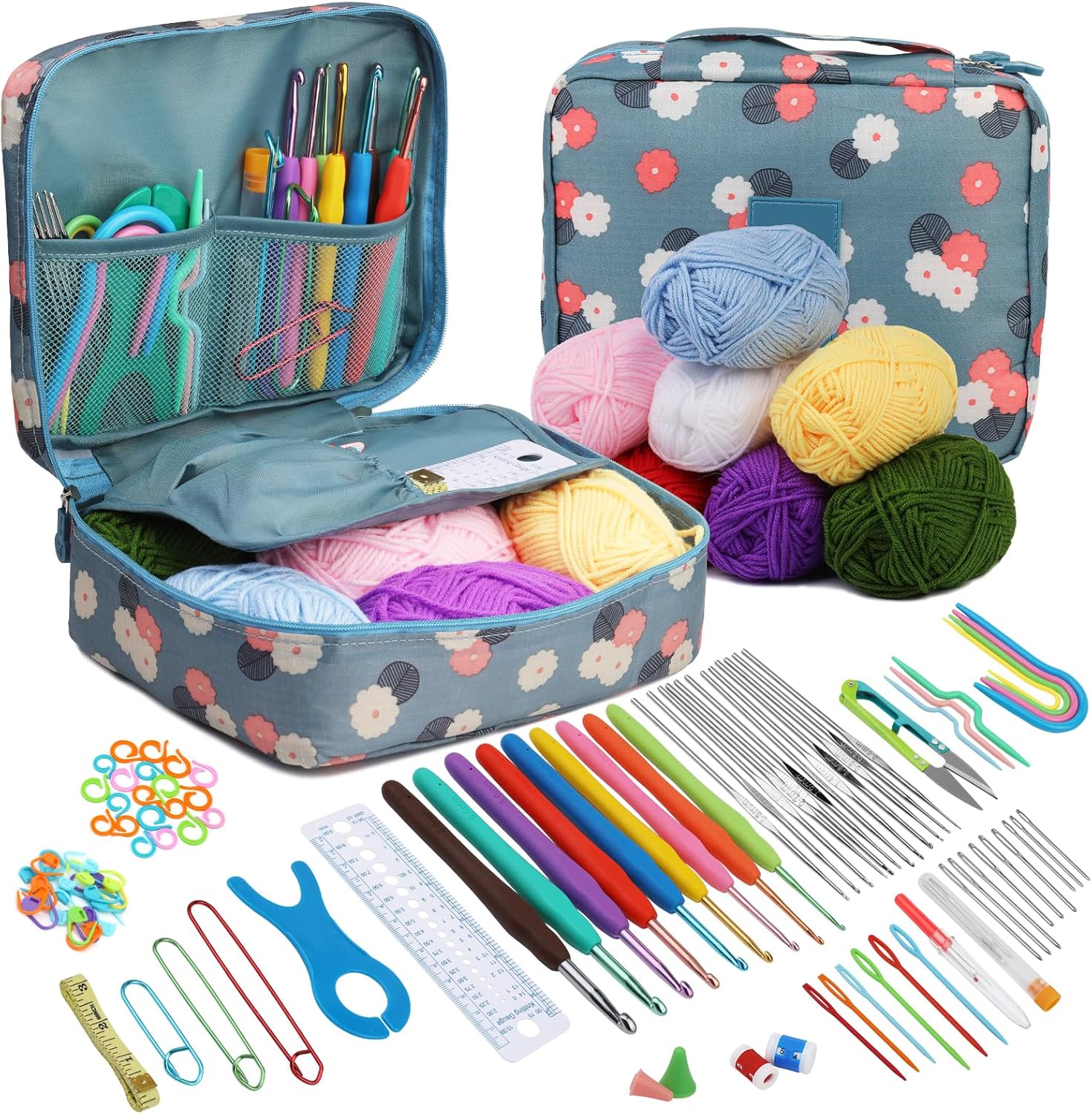 Qzma Crochet Kit for Beginners, 103 PCS Crocheting Kit Beginner ...