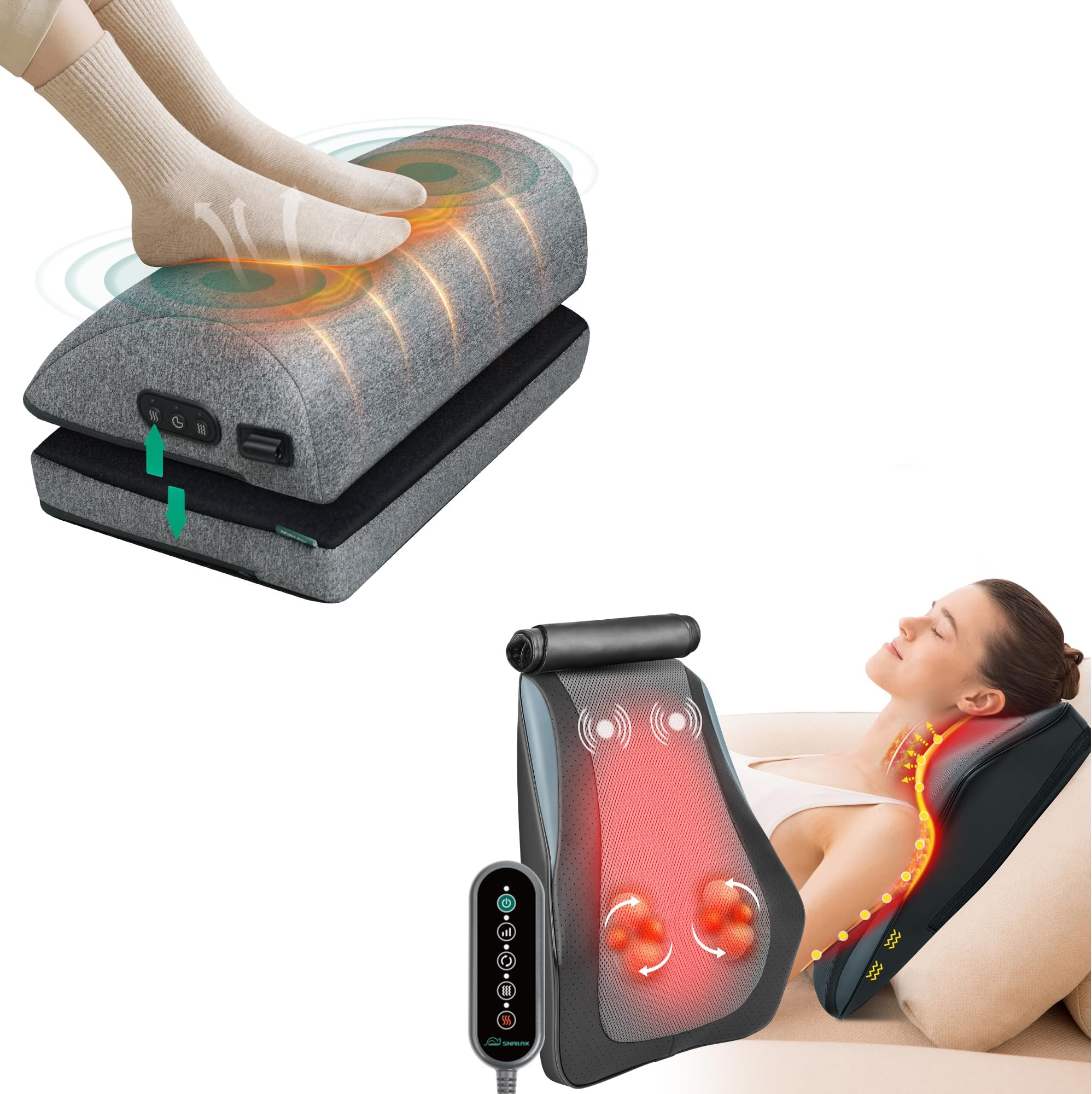 Amazon.com: Snailax Back Massager for Back Pain Deep Tissue & Foot Rest ...