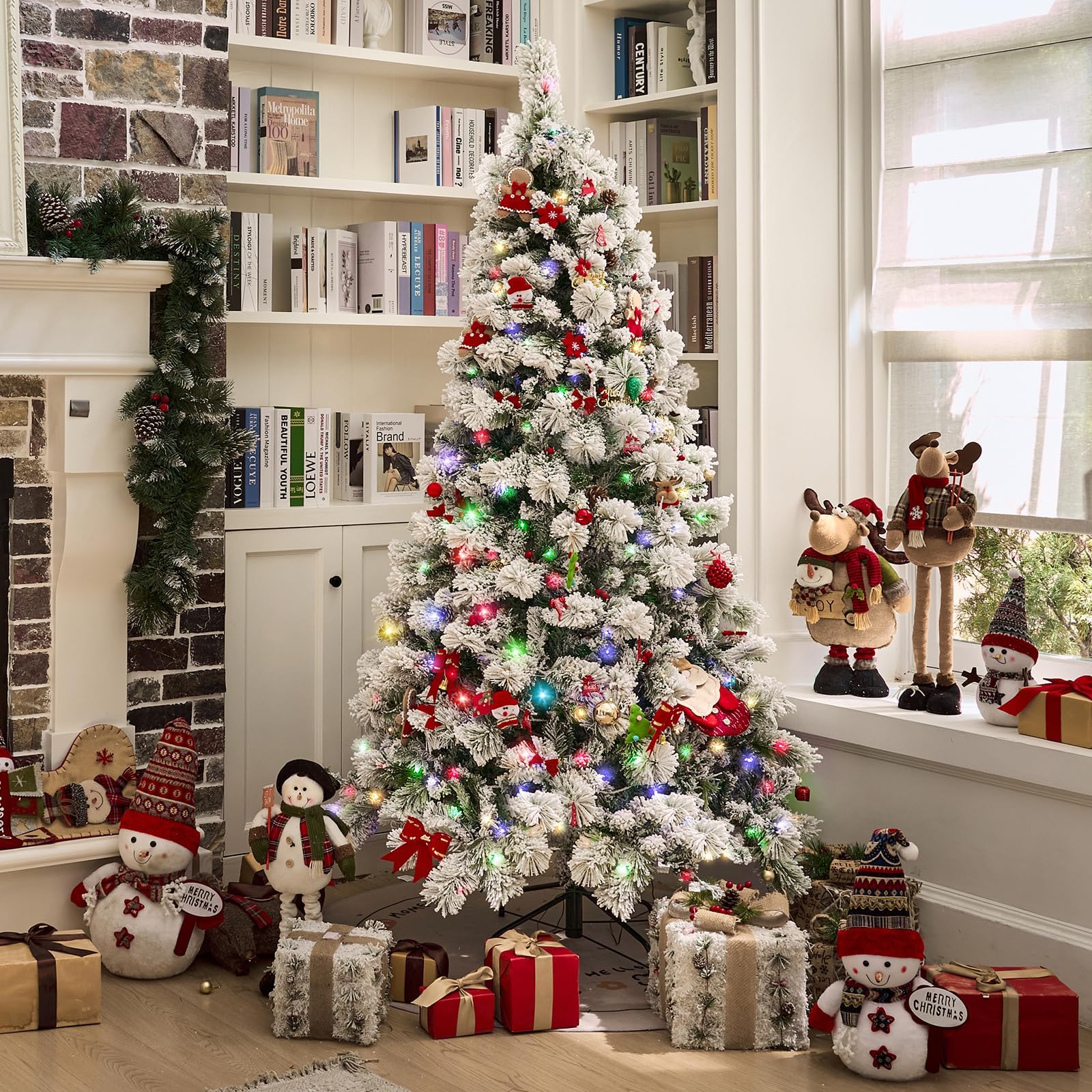 Amazon.com: yoyomax Christmas Tree-7.5ft Snow Flocked Artificial Spruce ...