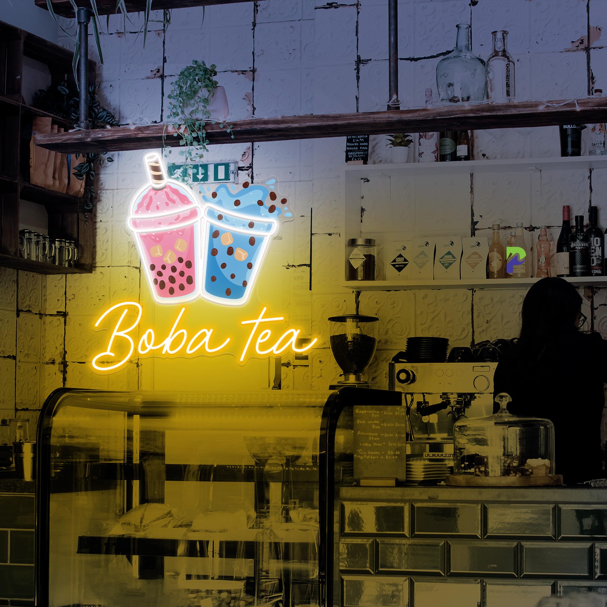 Amazon.com : Boba in UV Neon Sign Boba tea Neon Sign, Bubble Tea Neon ...