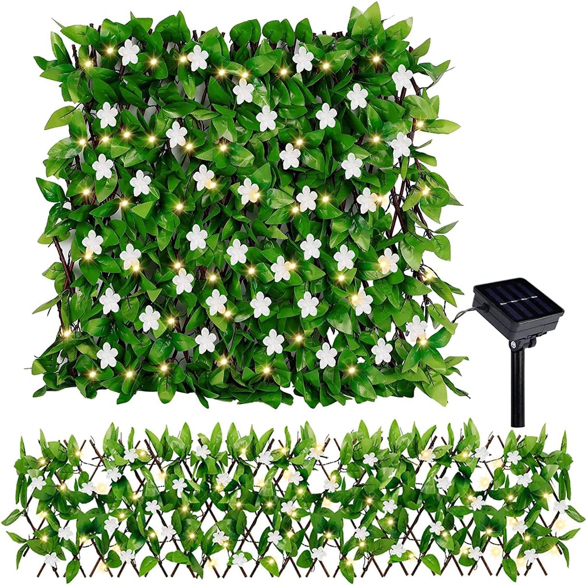 Amazon.com : Expandable Faux Privacy Fence with Solar Lights Durable ...