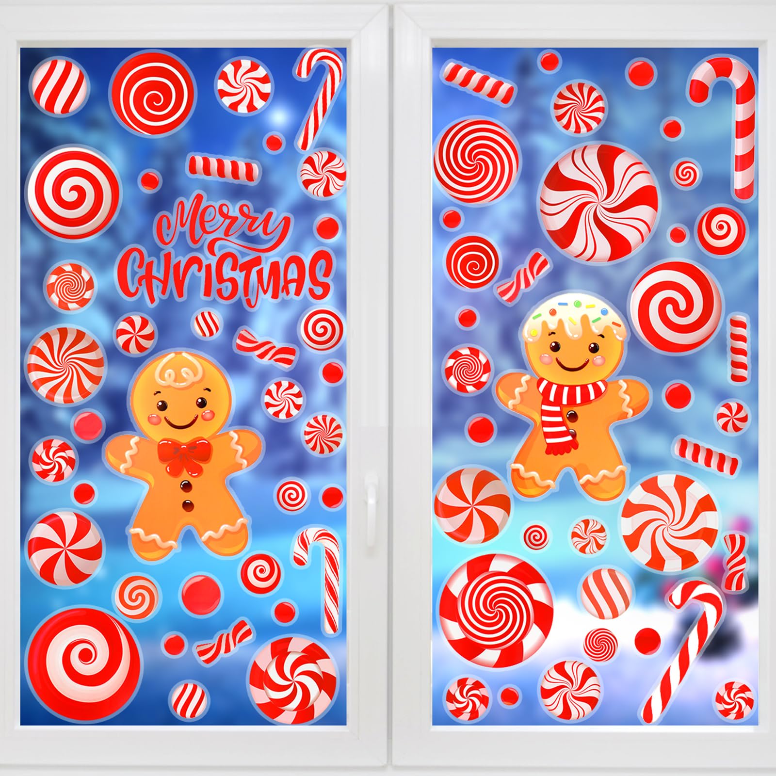 Amazon.com: HOWAF 9 Sheets Christmas Candy Window Clings, Red ...