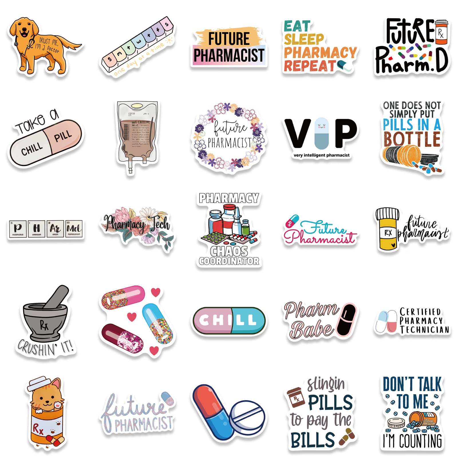 Snapklik.com : Cute Pharmacist Stickers Pharmacy Sticker Pack 50PCS ...