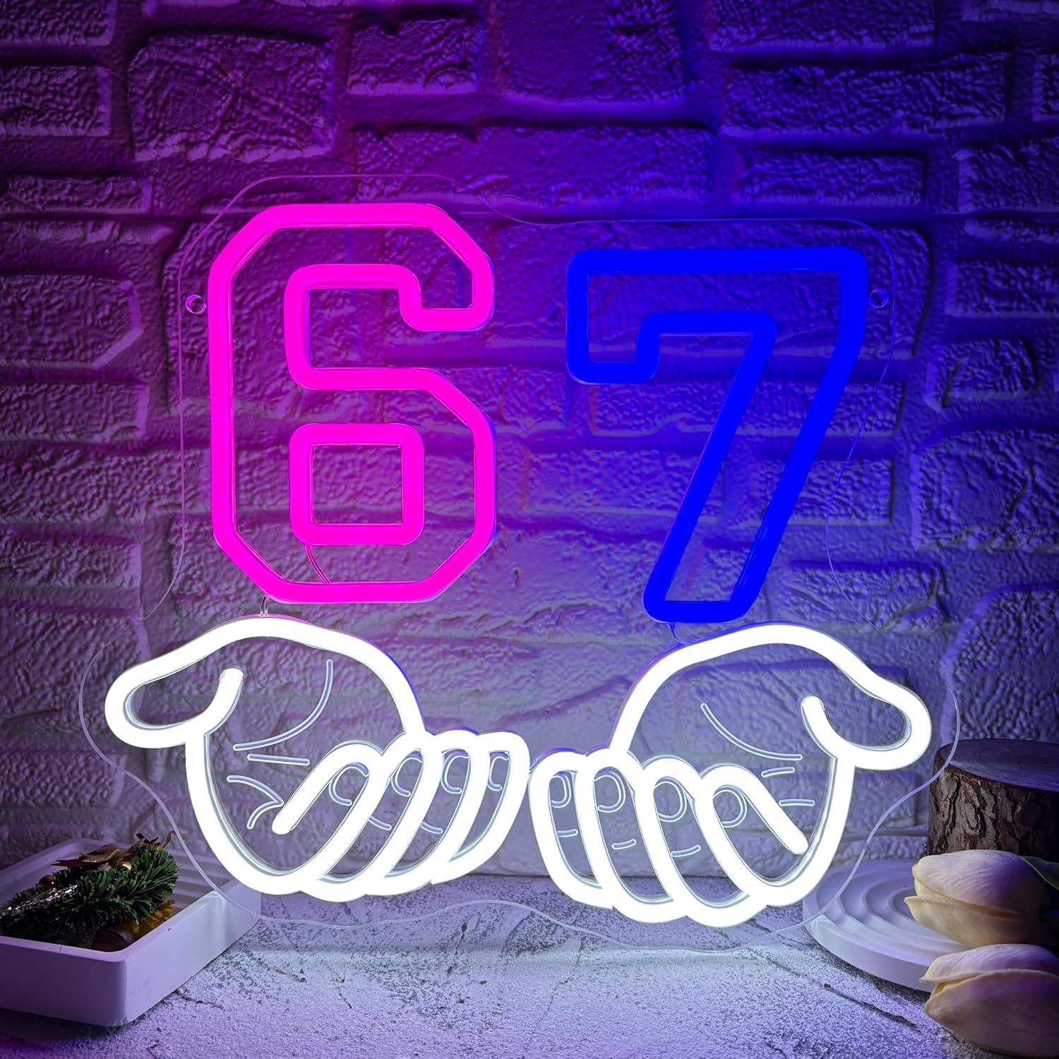 Six Seven Neon Sign, 67 Neon Light, Birthday Party LED Sign, for Gamer ...