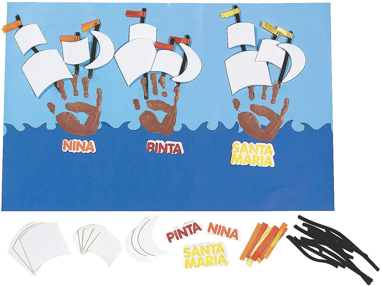 Amazon.com: Fun Express Columbus Day Handprint Craft KIT - Craft Kits ...