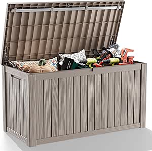 DRATO 150 Gallon Outdoor Storage Box, Large Waterproof Deck Box ...