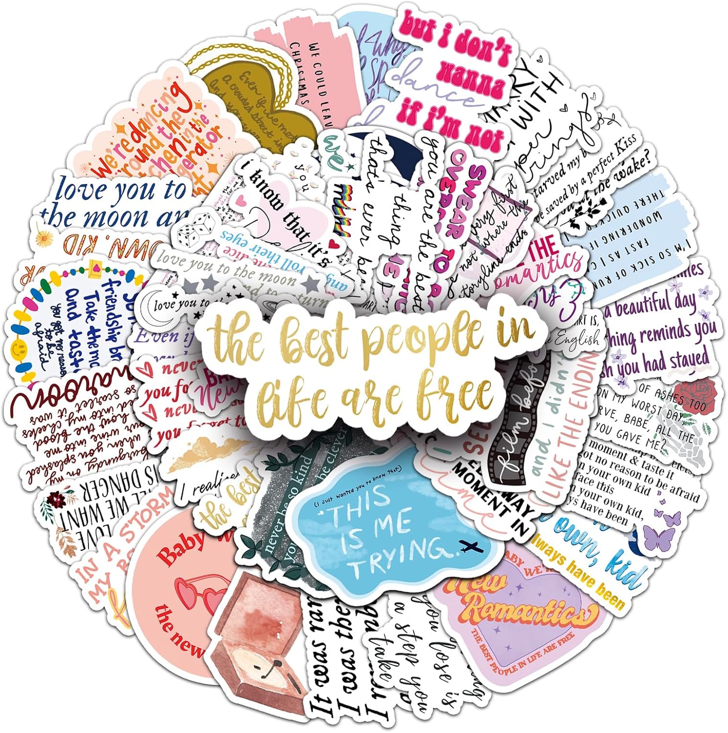 Amazon.com: 50Pcs Lyric Album Inspired Waterproof Stickers - Vintage ...