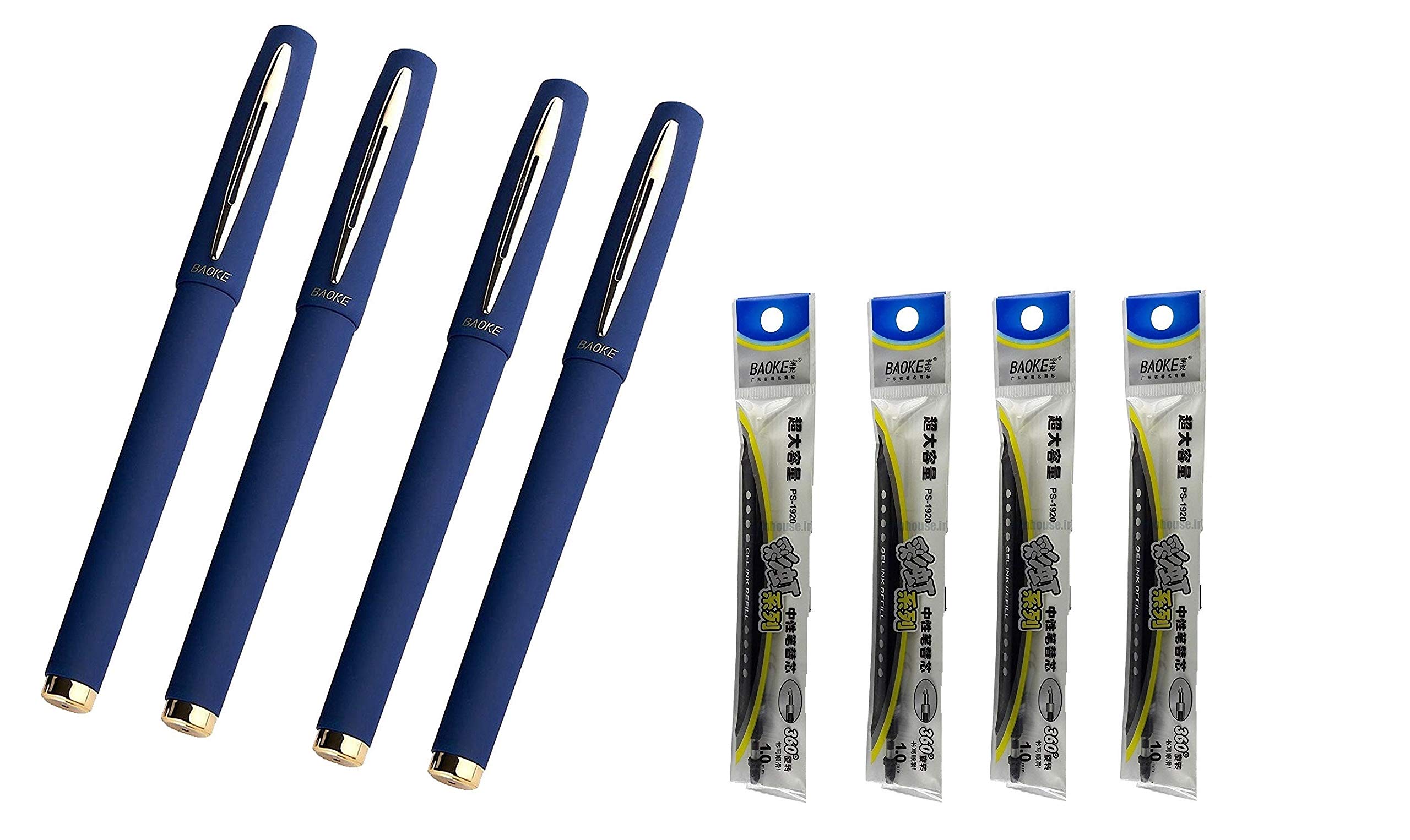 Baoke Smooth Writing (Pen + Refill, Blue 0.7mm (Set of 4)) : Amazon.in ...