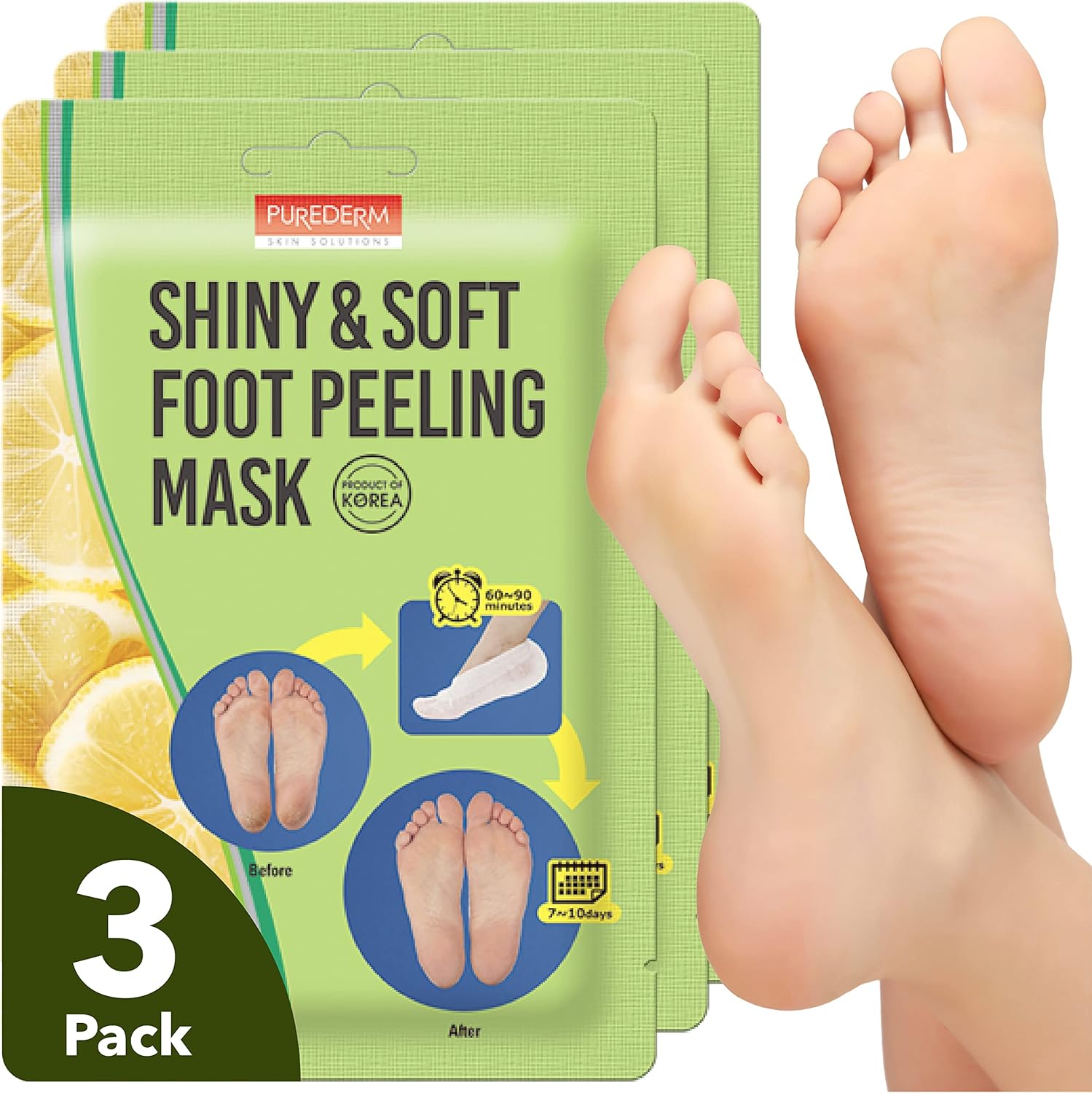 3 Pair Foot Peeling Mask Set By Purederm Exfoliating Foot Peel Spa 3-pair-foot-peeling-mask-set-by-purederm-exfoliating-foot-peel-spa