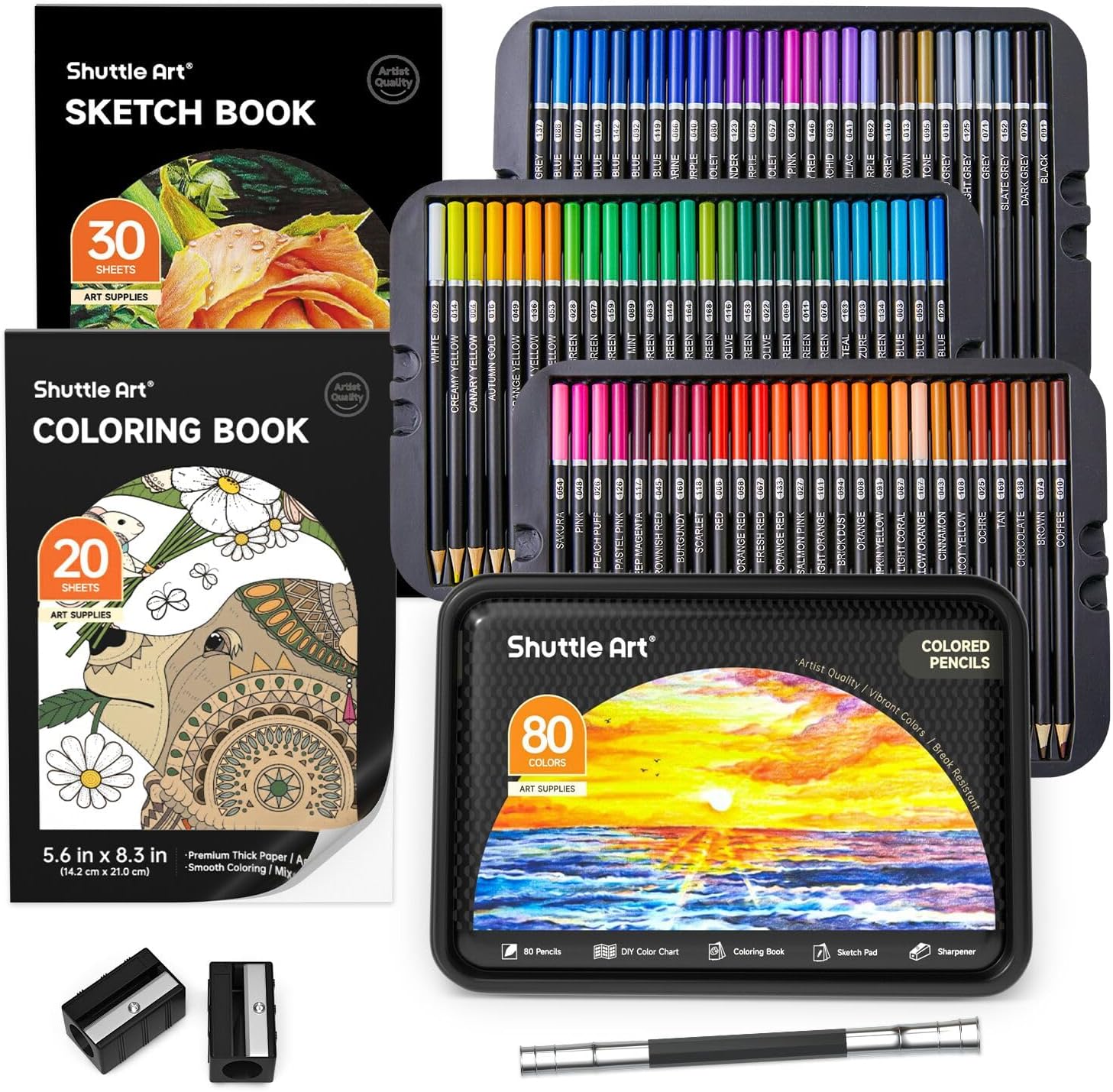 Shuttle Art Buntstifte Set, 80 professionelle Buntstifte für Erwachsene ...