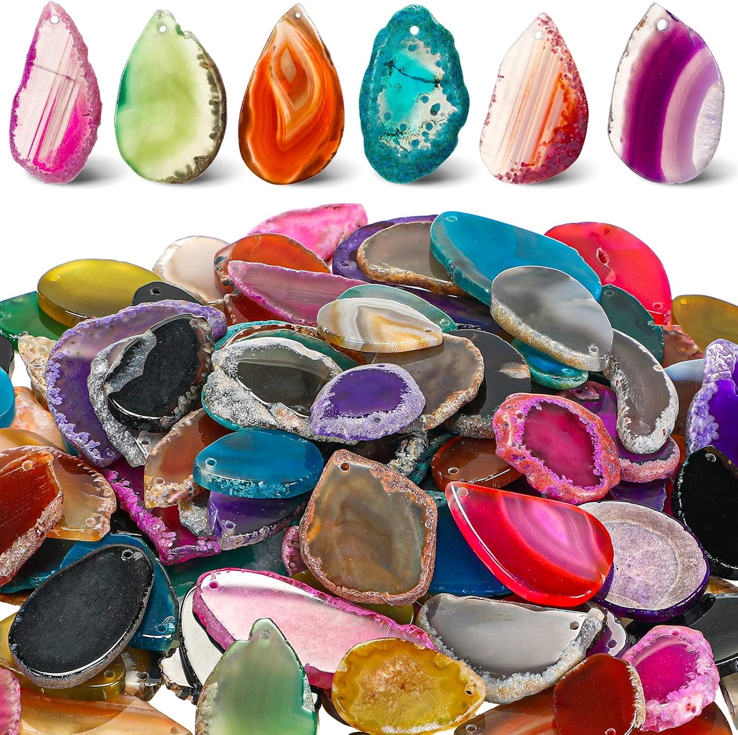 Amazon.com: Junkin 100 Pieces Geode Agate Slice Crystals Bulk Polished ...