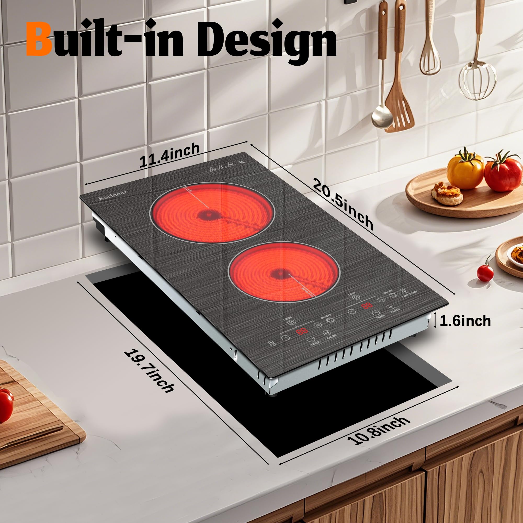 Snapklik.com : Karinear 2 Burner Electric Cooktop 110V, 12 Inch ...