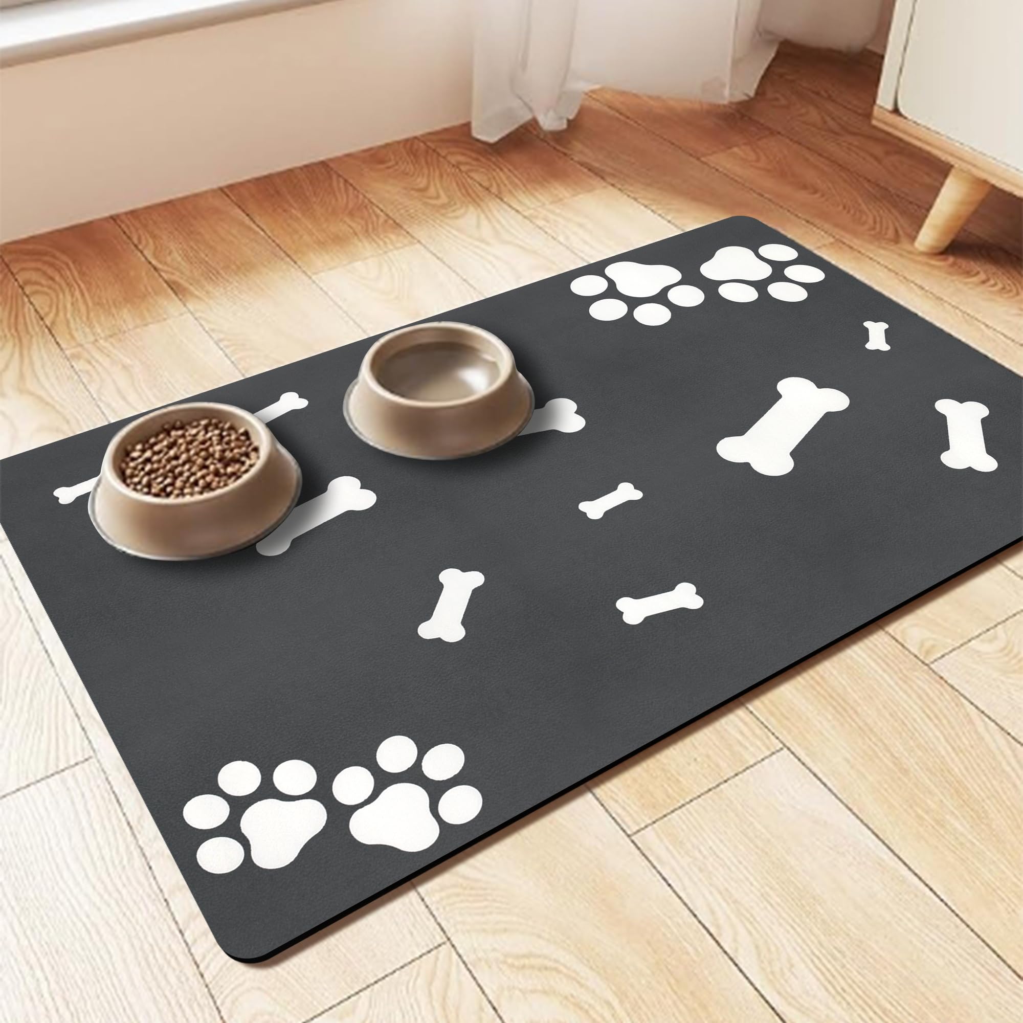 Dog Food Mat Absorbent: Cat Feeding Mat - 40 x 60 cm Dog Mat for Bowls ...
