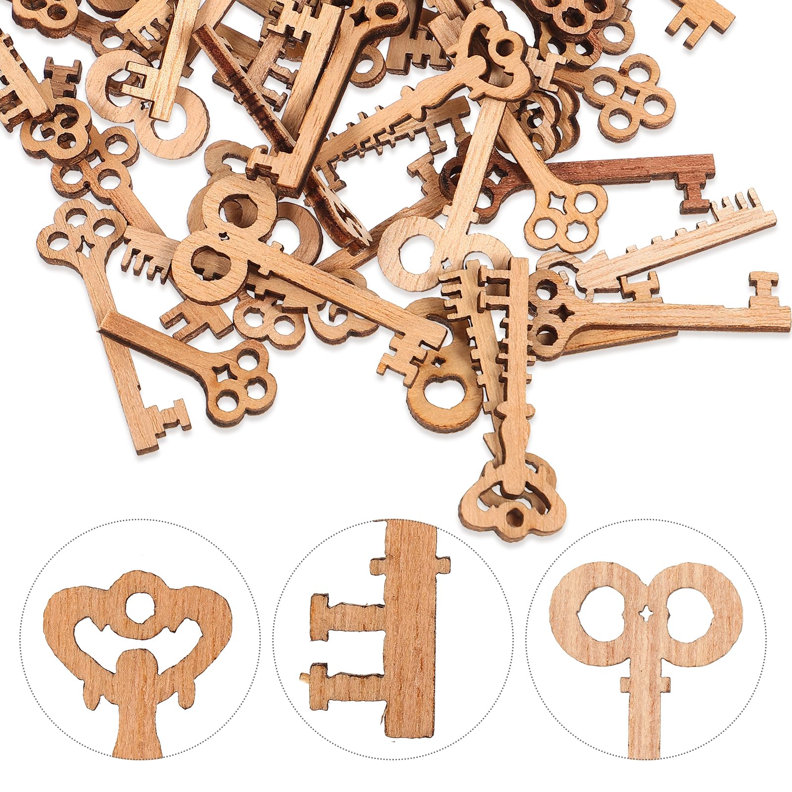 Snapklik.com : 50pcs Blank Wooden Vintage Keys Embellishment Keys Cards ...