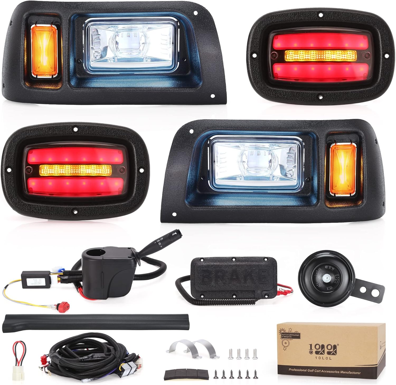 10L0L Golf Cart LED Headlight Taillight Kit ABS Plastic Compatible with ...
