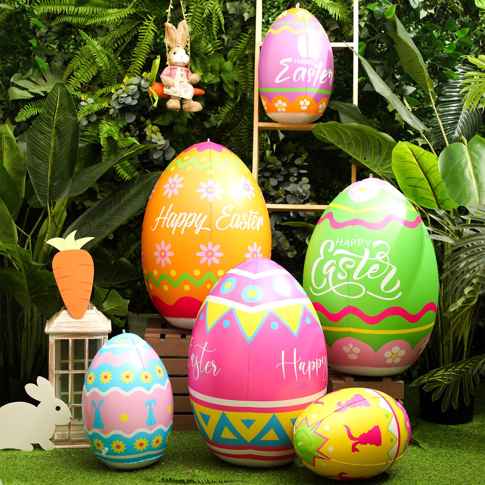 Amazon.com: Blueweenly 6 Pack Giant Easter Inflatable Eggs Easter ...