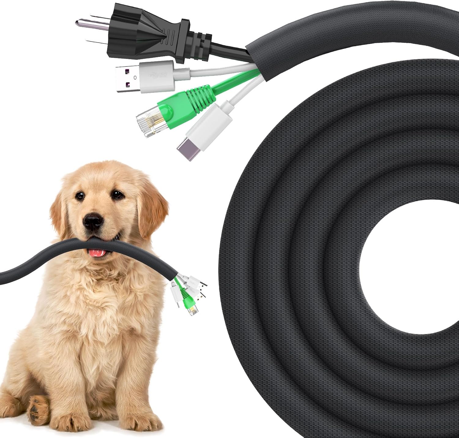Amazon.com: UOMTFAI Dog and Cat Cord Protector 25ft - 1/2inch, Flexible ...