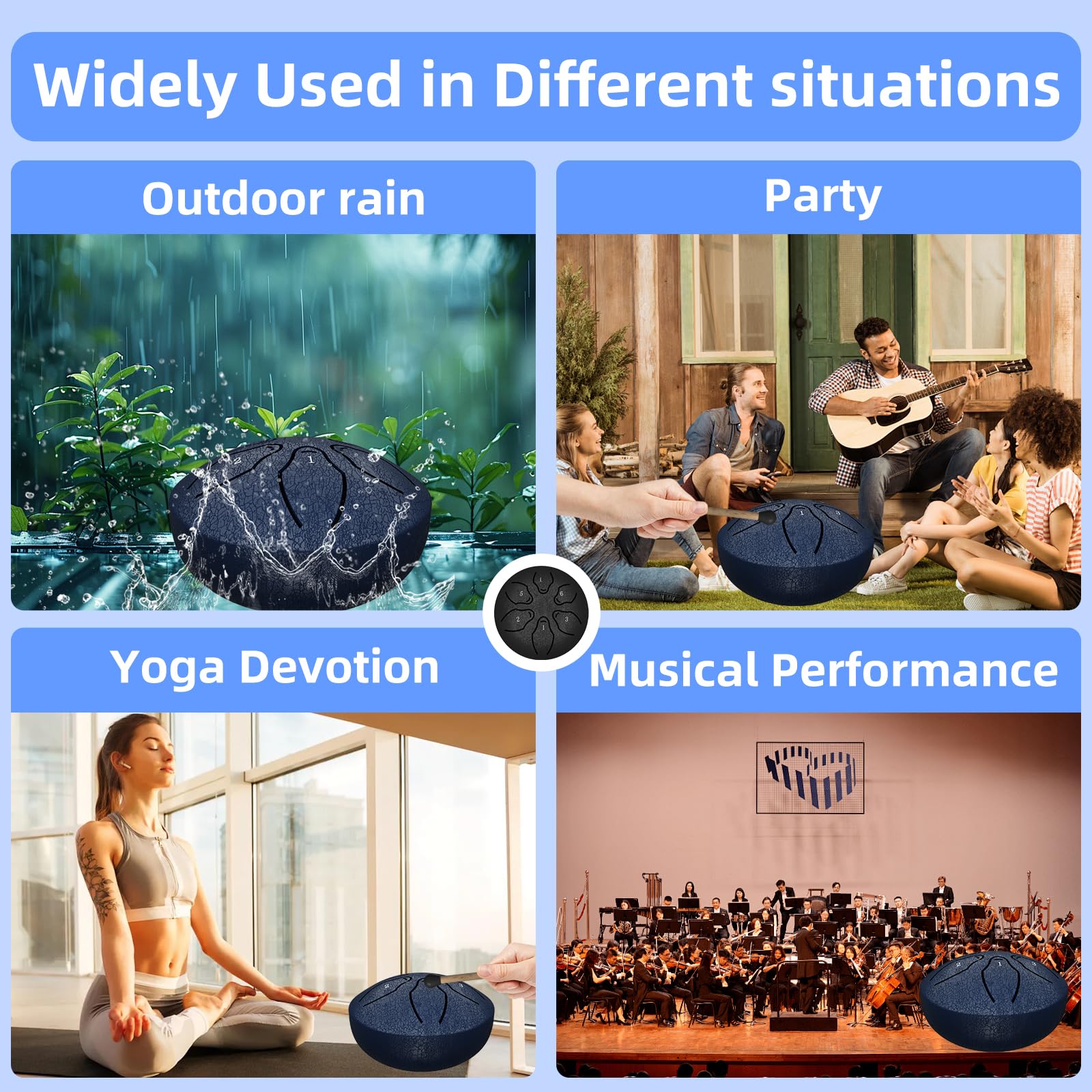 Snapklik.com : Steel Tongue Musical Instrument Drum Rain Chime, 6 Notes ...