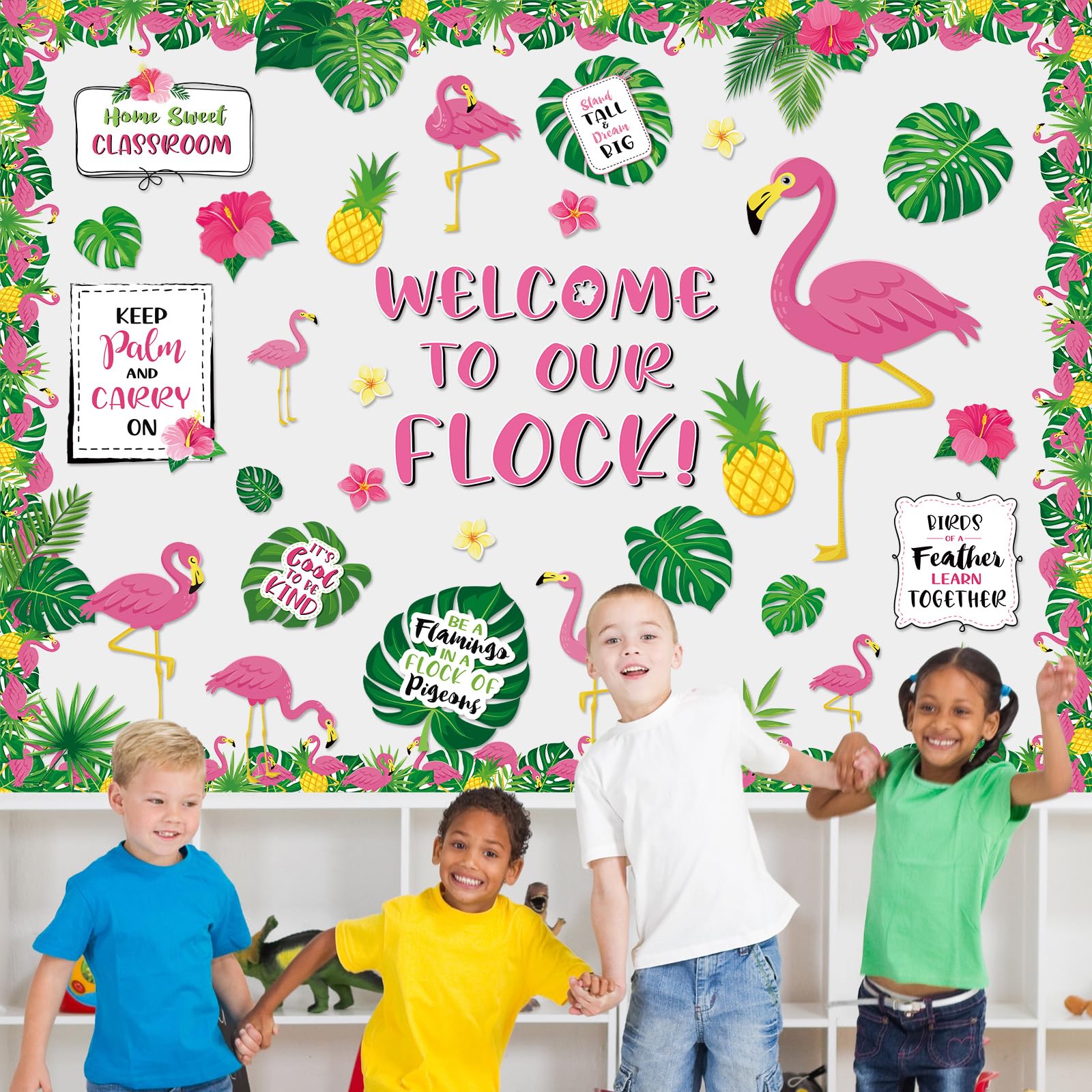 Snapklik.com : Flamingo Bulletin Board Set Pink Flamingo Classroom ...