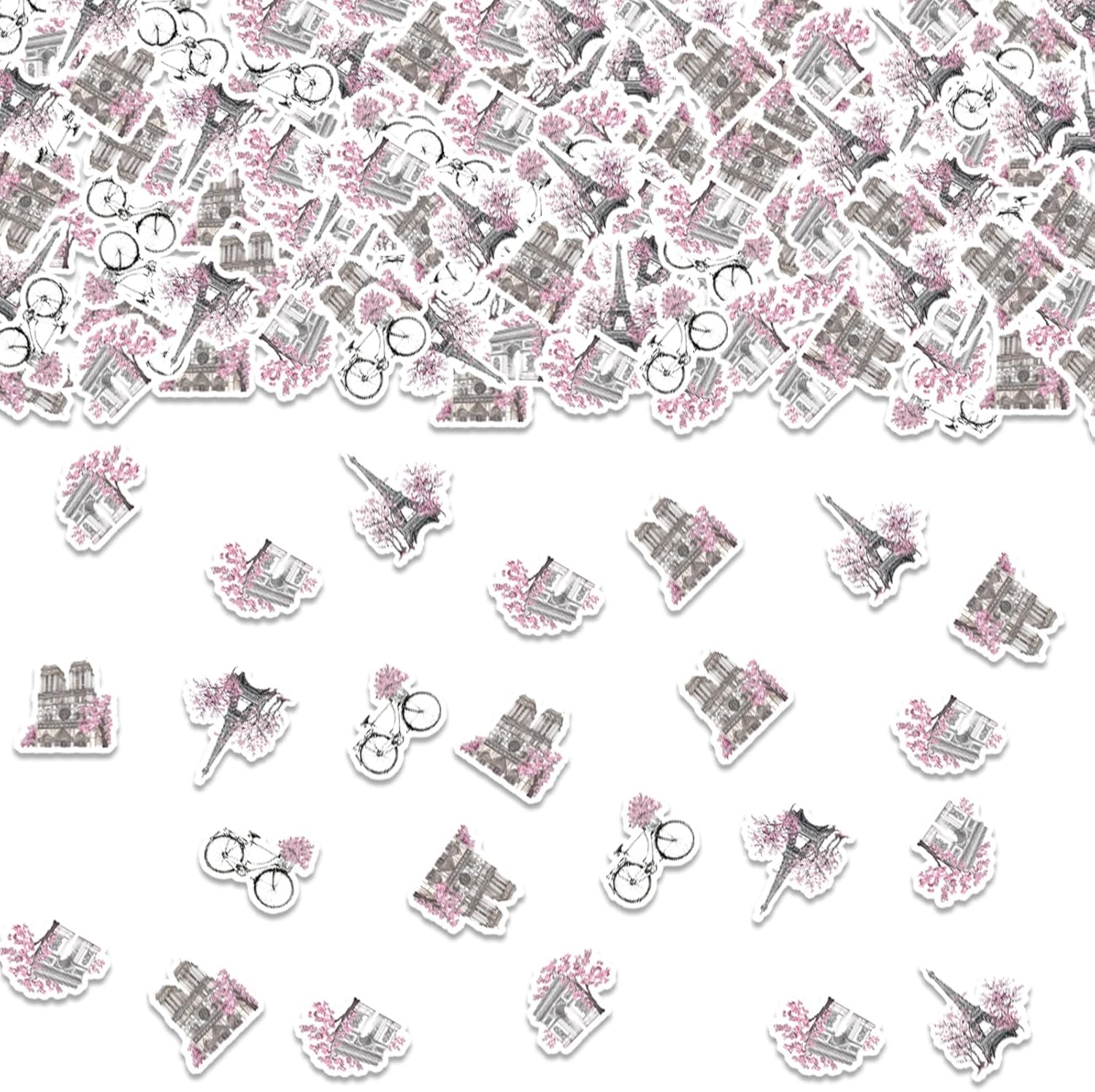 Amazon.com: JOYMEMO 200Pcs Paris Theme Confetti, Pink Floral Paris ...