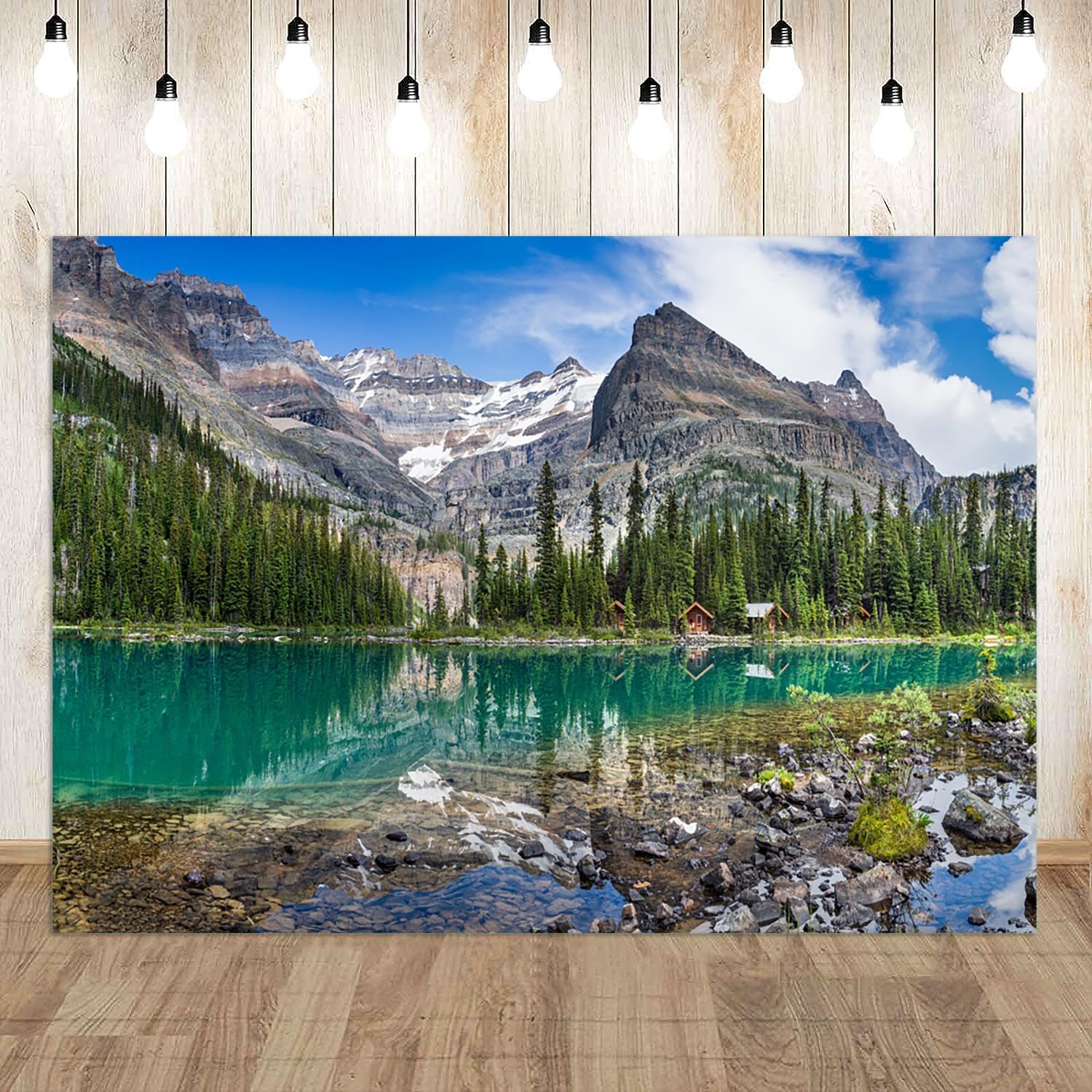 Amazon.com : 7x5ft Mountain Lake Backdrop Forest Tree Blue Lake Sky ...