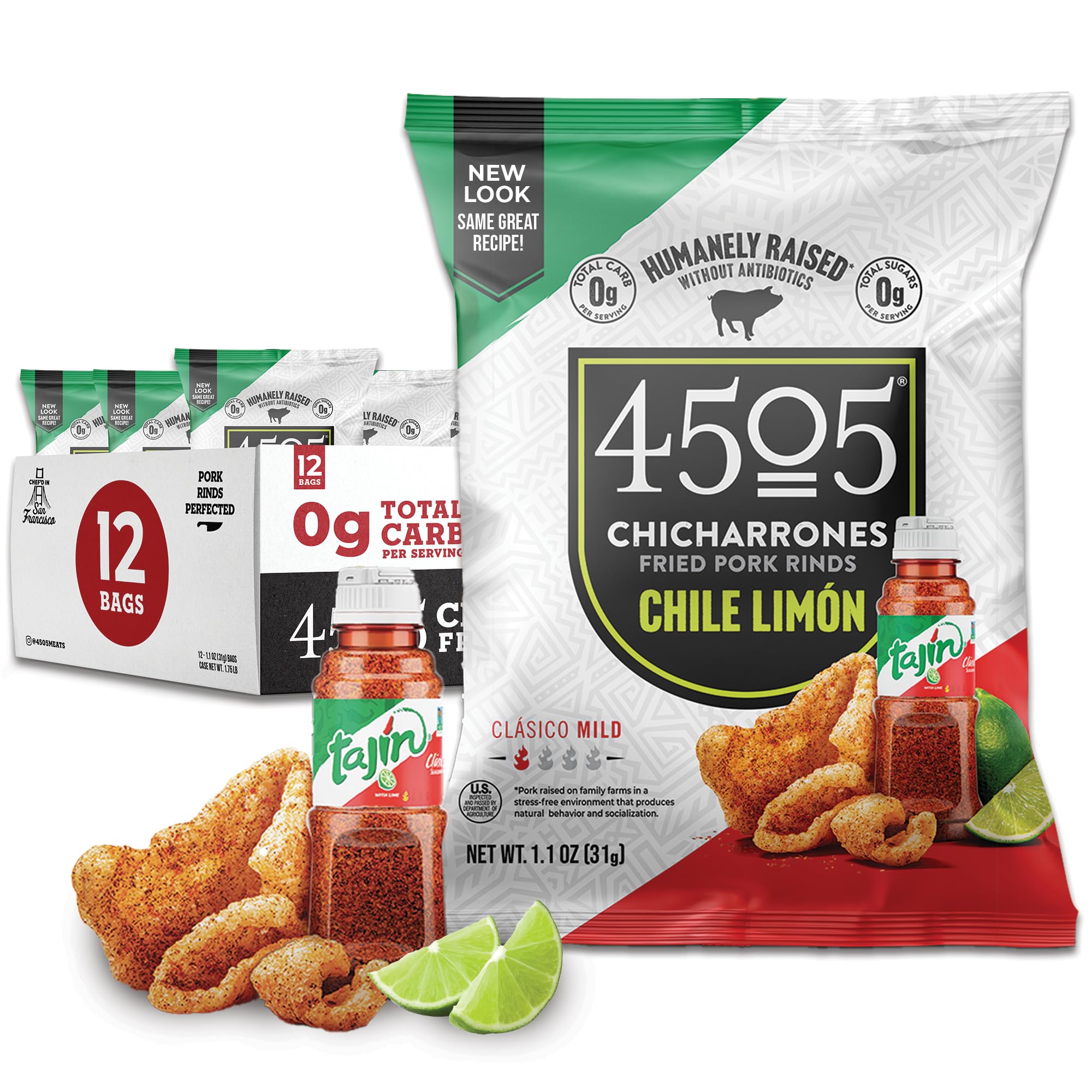 Amazon.com: 4505 Tajin Seasoned Chicharrones, Fried Pork Rinds - Chile ...