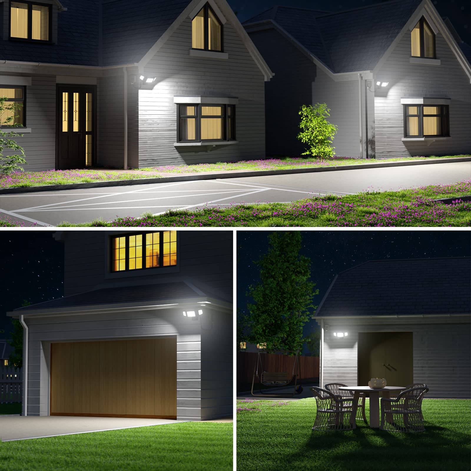 Olafus 55W Flood Lights Outdoor Plug in, 5500LM LED Security Light ...