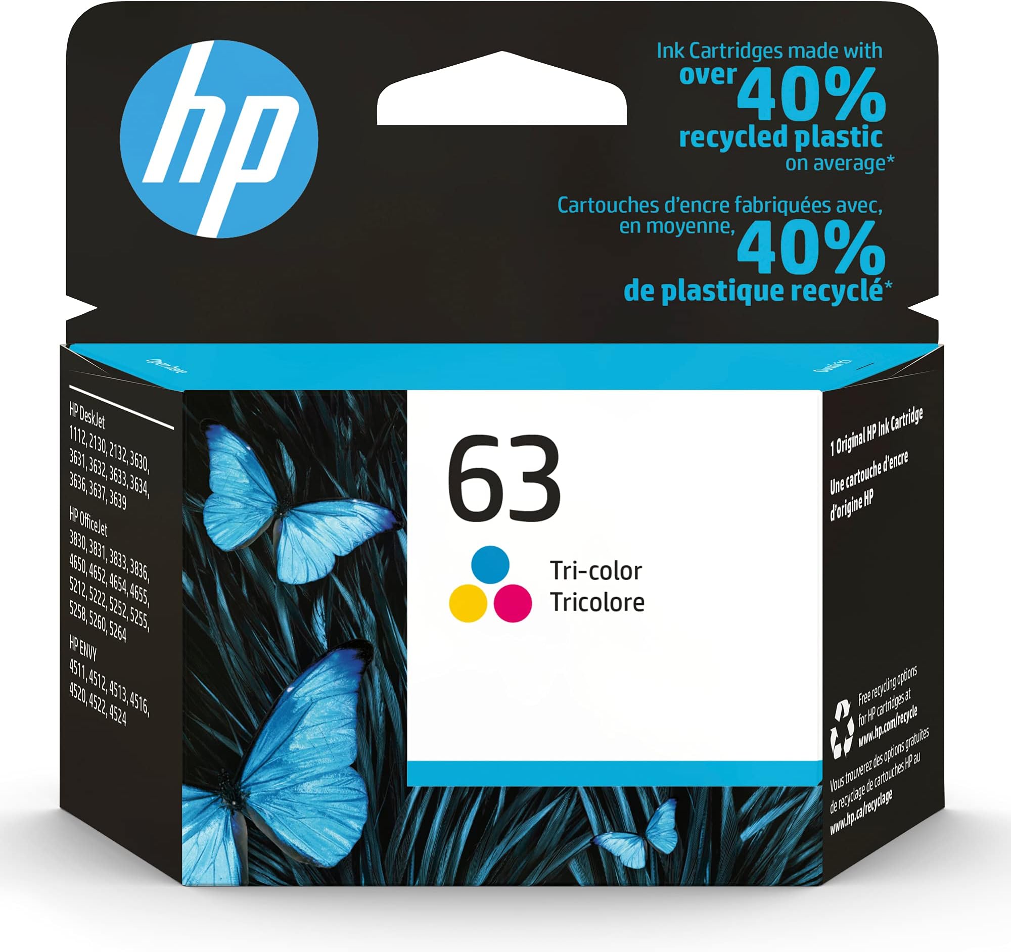 Original HP 63 Tri-color Ink Cartridge | Works with HP DeskJet 1112 ...