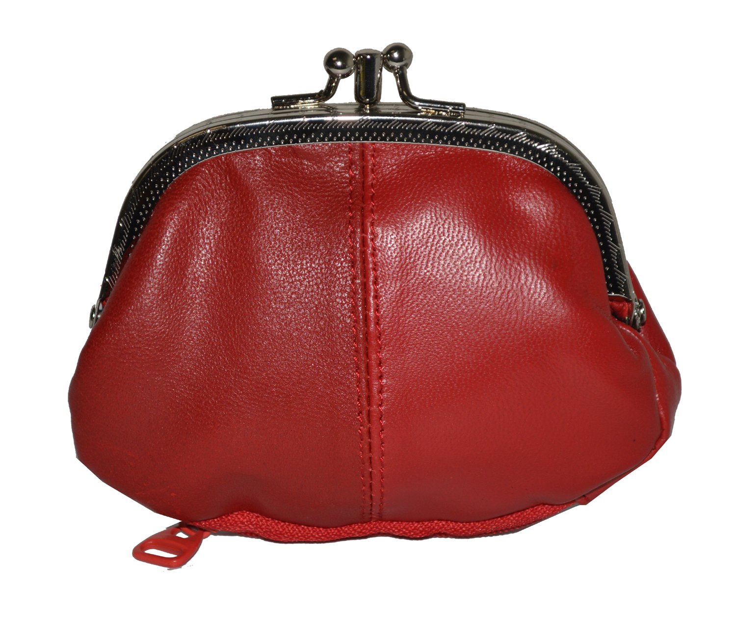 Amazon.com: Coin Purse Double Frame with Zipper Pocket (Red) : Clothing ...