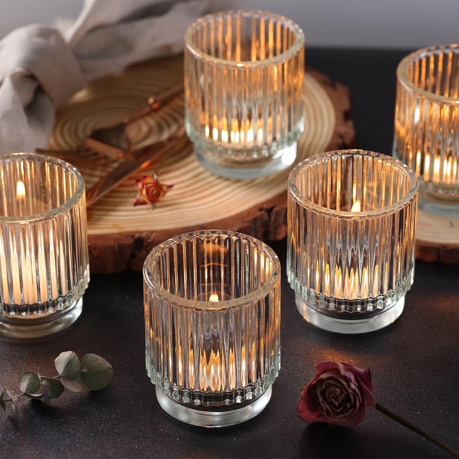 Amazon.com: DEVI 8pcs Clear Glass Votive Candle Holder Decor, Boho ...