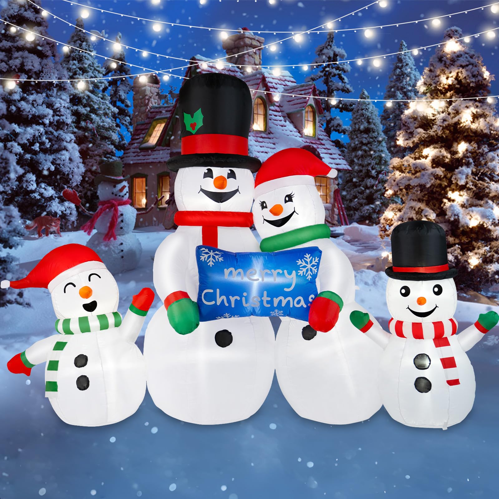 Amazon.com: BRDJade 8FT Long Christmas Inflatables Snowman Outdoor ...