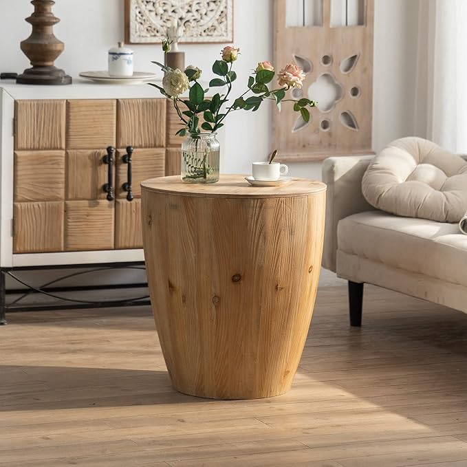 Amazon.com: ITAPO Round Wood End Table, Drum Coffee Table, Tree Stump ...