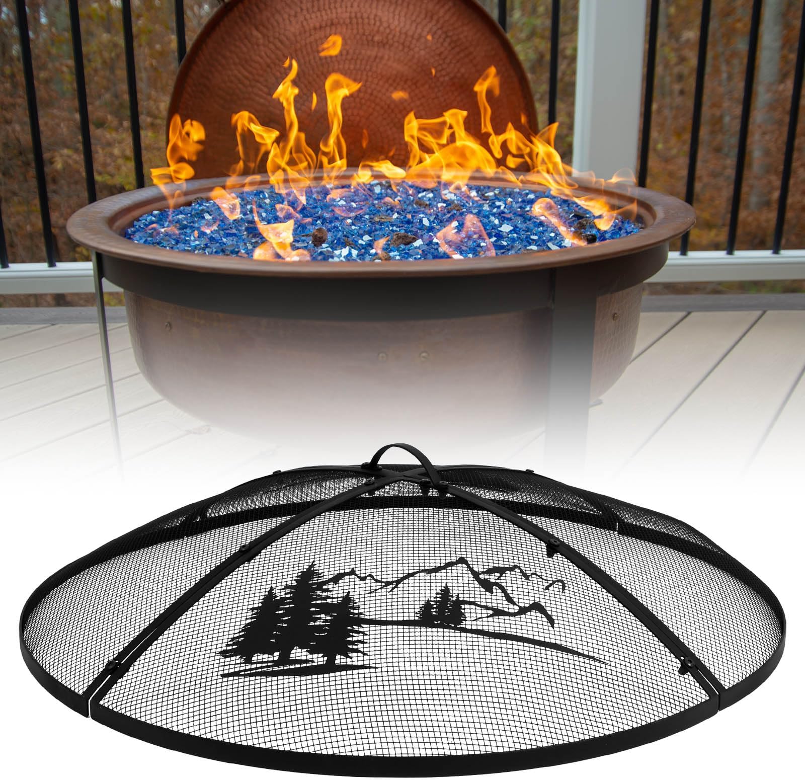 Amazon.com: Tandefio 36 Inch Round Fire Pit Spark Screen Heavy Duty ...