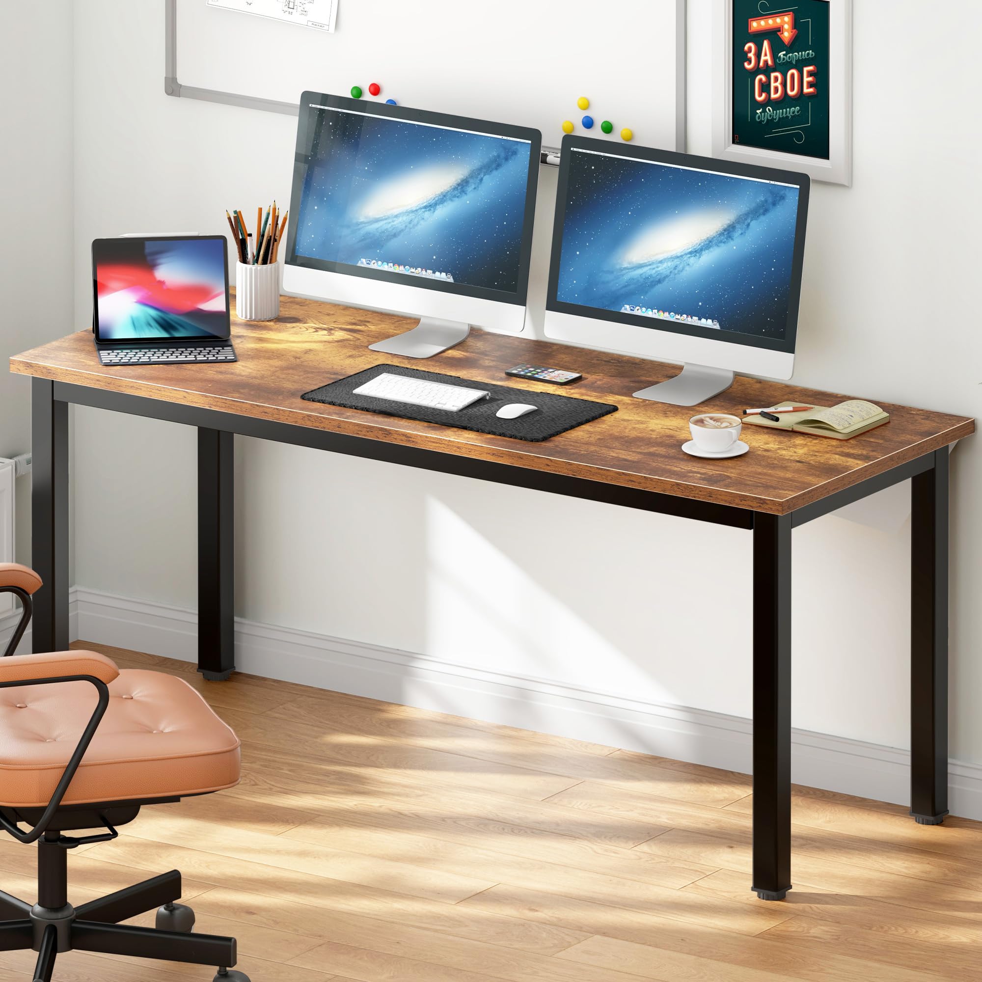 DlandHome Large Computer Desk Office Desk ,Modern Simple Workstation ...