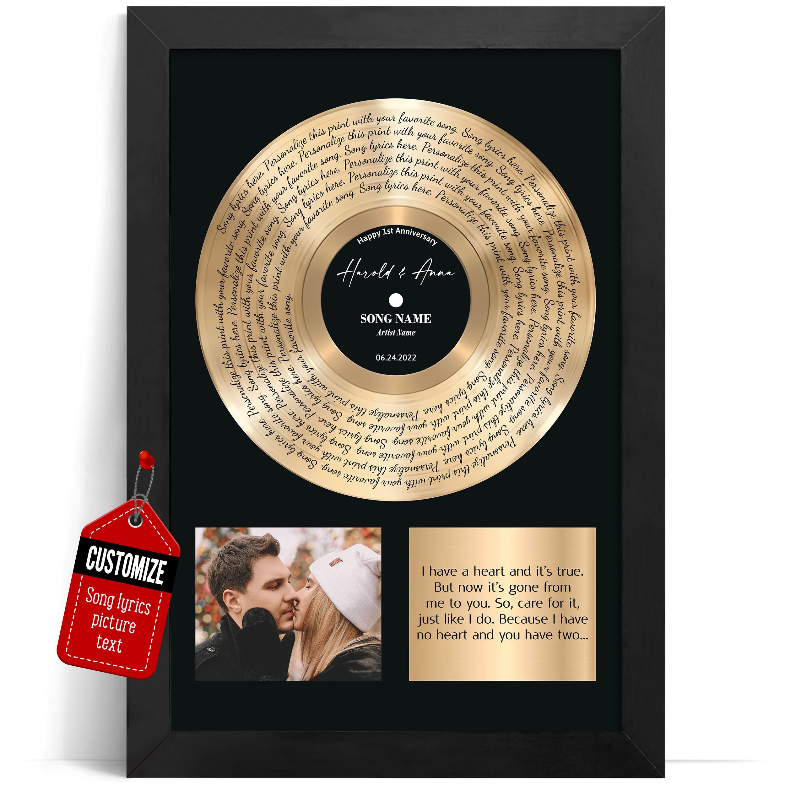 Amazon.com: VICILO Personalized Song Lyrics Vinyl Record Canvas ...